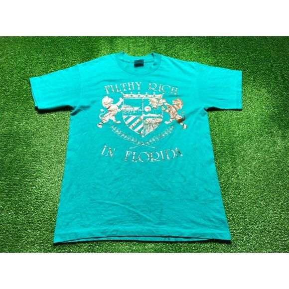 Oneita | Shirts | Vintage989 Flitty Rich In Florida Mens Single Stitch ...